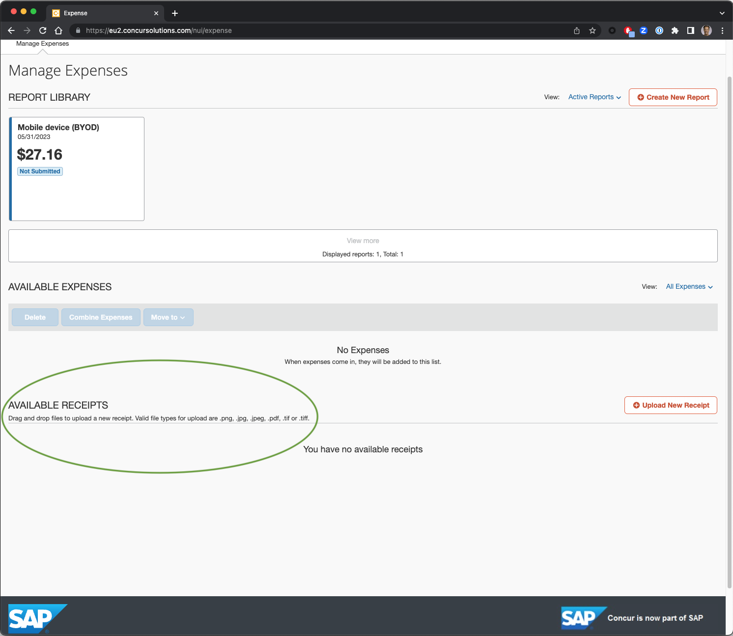 Drag And Drop Receipts Into Three Areas Sap Concur Community