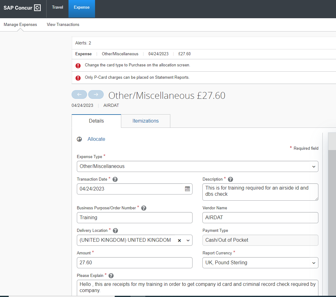 Solved Training Expenses Sap Concur Community