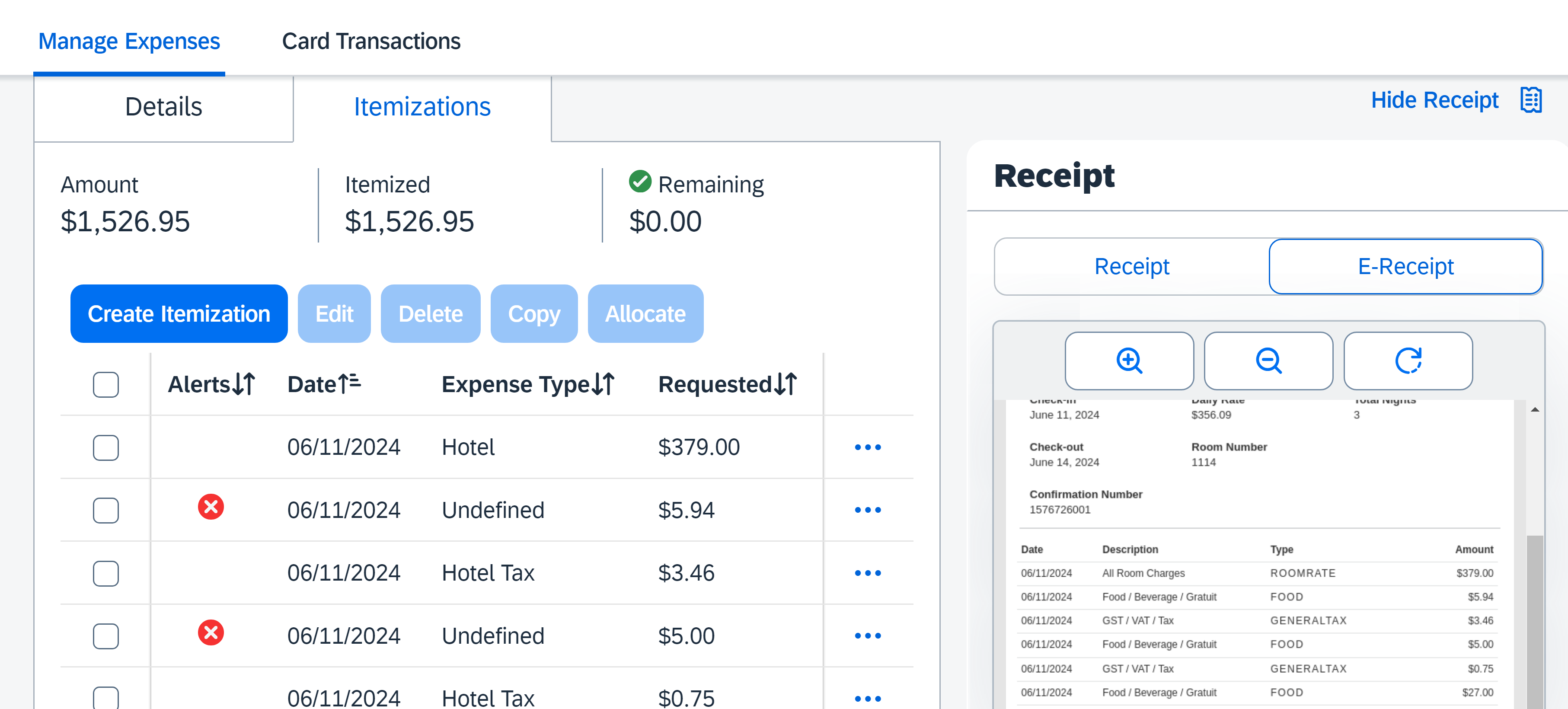 Solved: Can't Edit E-Receipt Itemizations - SAP Concur Community Solved: Can't Edit E-Receipt Itemizations - SAP Concur Community