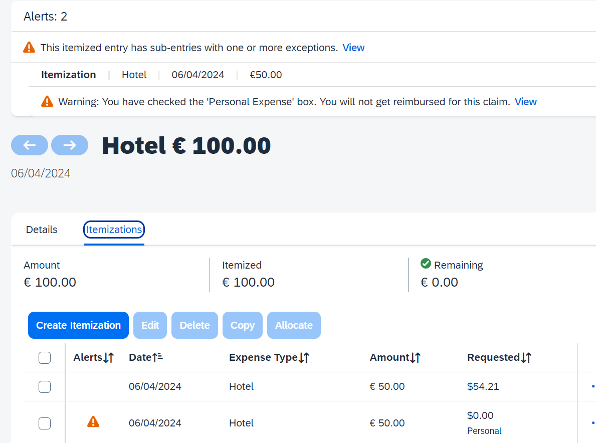 Solved: Split single expense as out-of-pocket/company paid - SAP Concur ...