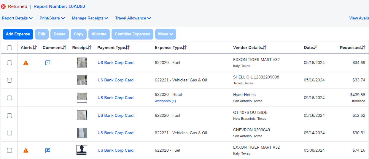 Dear Concur - Returned Expense Report - SAP Concur Community