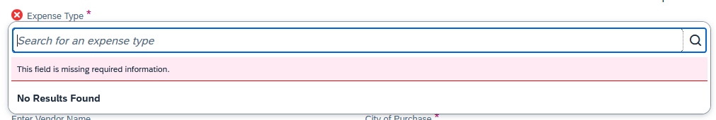 Expense Type - no selection - SAP Concur Community