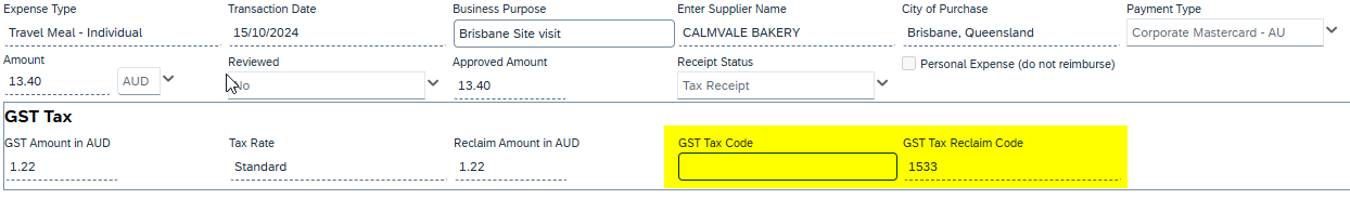 Solved: GST Tax Code and GST Tax Reclaim Code - SAP Concur Community