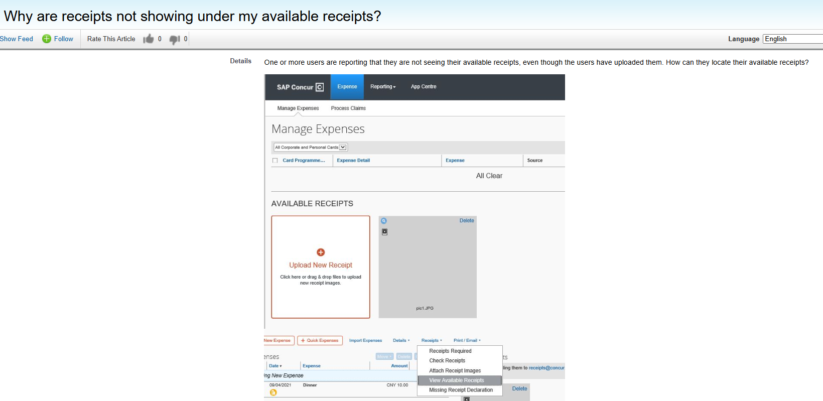 I constantly have missing receipts every month eve... - SAP Concur ...