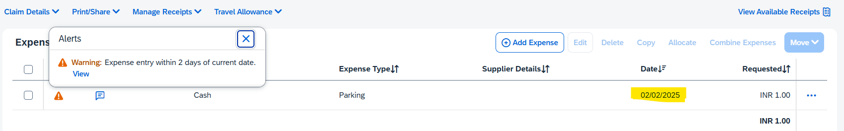 Solved: Audit Rule warning for expense entry within 2 days... - SAP ...