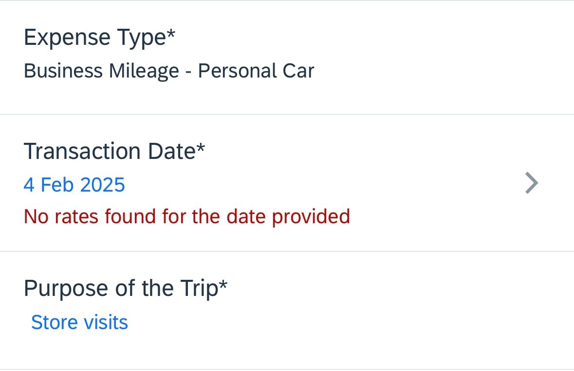 Getting Error Message “no Rates Found For Date Pro Sap Concur Community