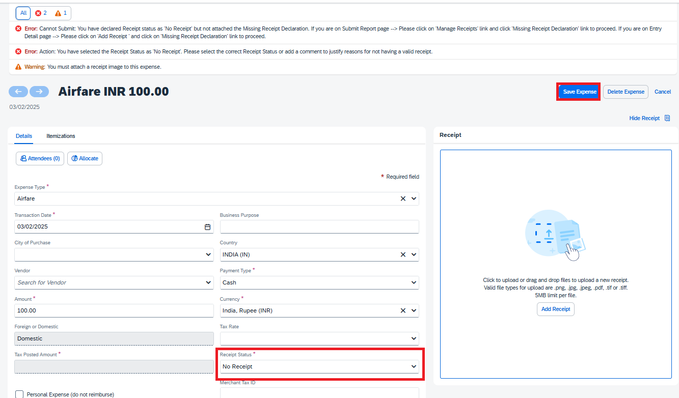 Solved: audit rule when the affidavit was not attached - SAP Concur ...