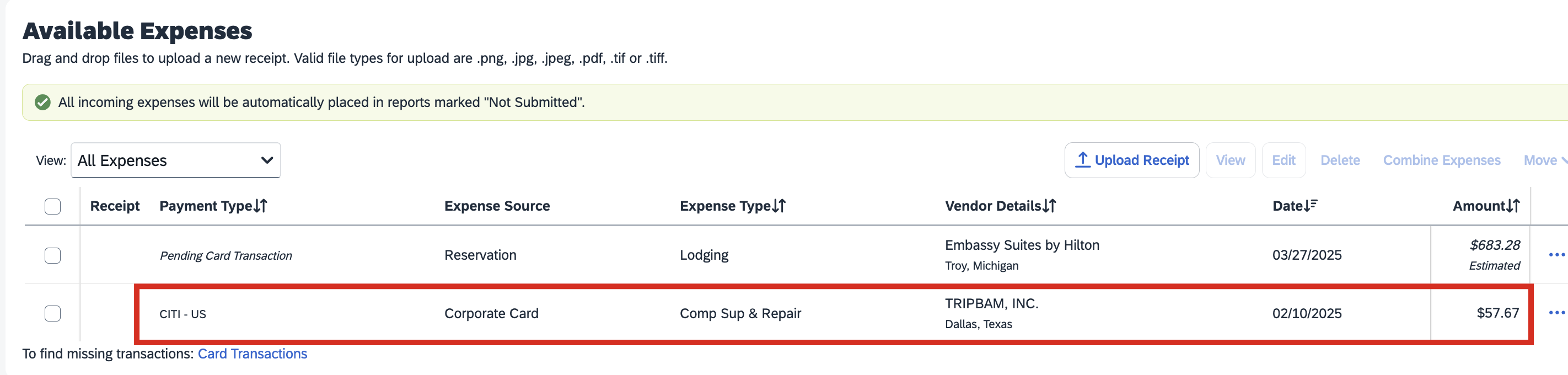 Concur not recognizing expense - SAP Concur Community