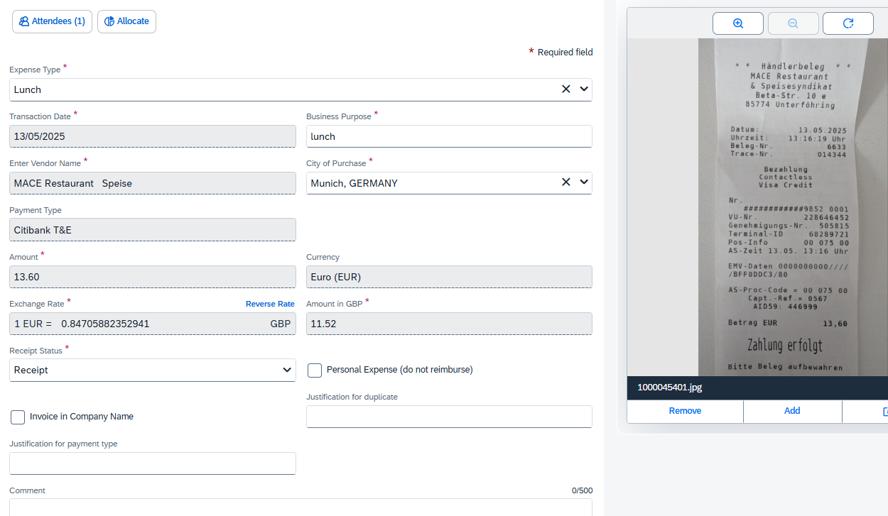Solved: Missing required field: Meals Type - SAP Concur Community