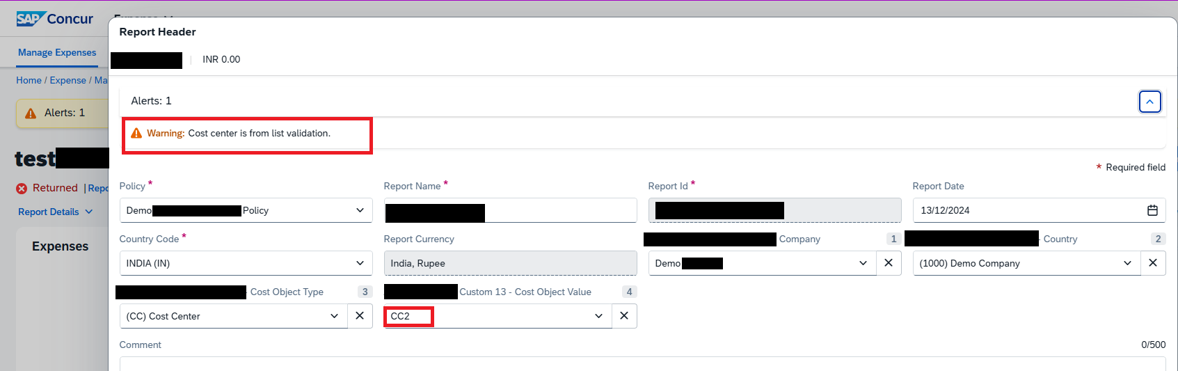 Solved: audit rule cost object question - SAP Concur Community