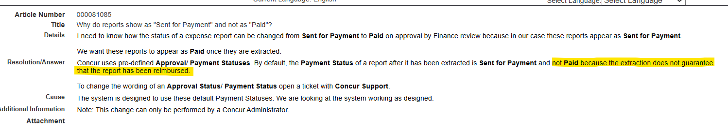 Solved: Sent for Payment Date vs Paid Date - SAP Concur Community
