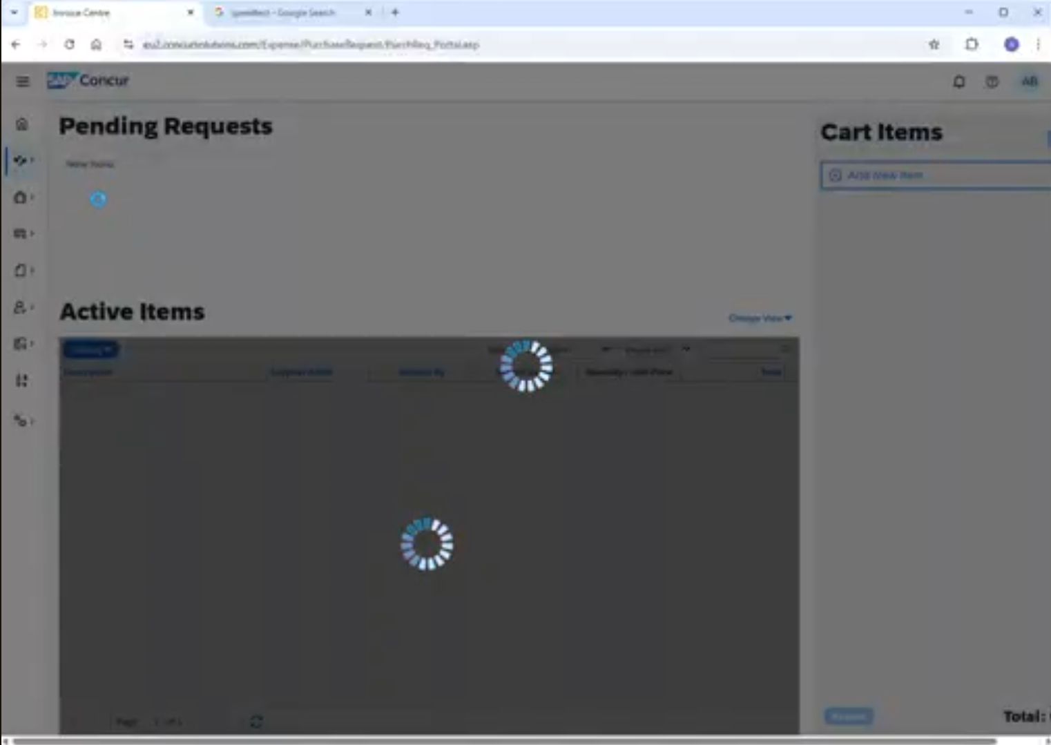 Invoice - Request Items, spinning wheel just keep ... - SAP Concur ...