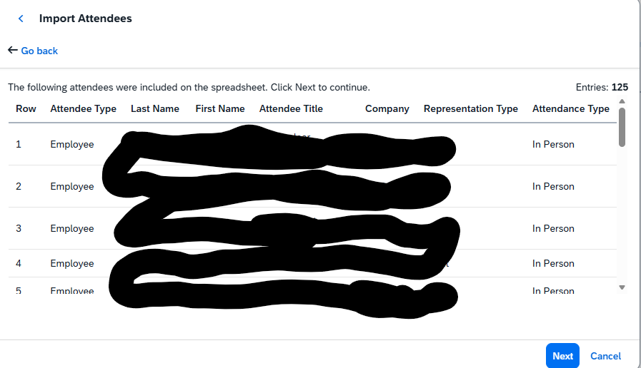 Attendee List - Errors and Empty Columns - SAP Concur Community