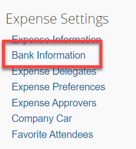 Bank information - SAP Concur Community
