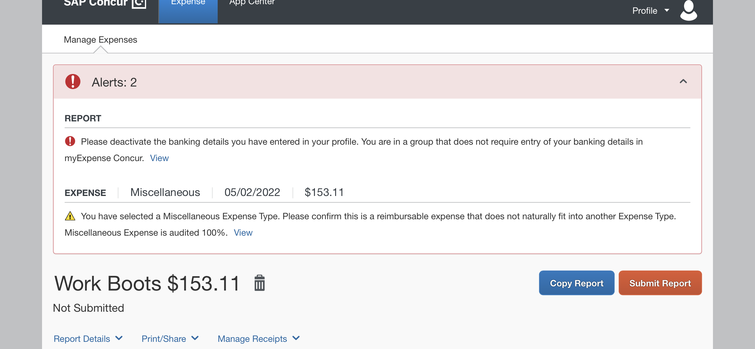 Can't delete bank information - SAP Concur Community