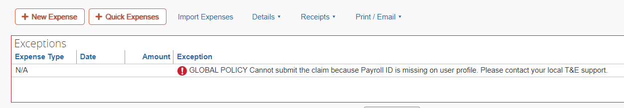 Error Payroll ID missing - SAP Concur Community