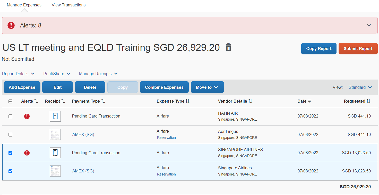 no Match button - unable to match actual charges w... - SAP Concur ...