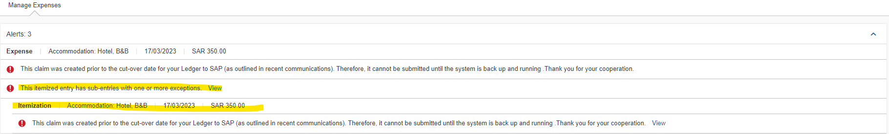 This itemized entry has sub-entries with one or mo... - SAP Concur ...